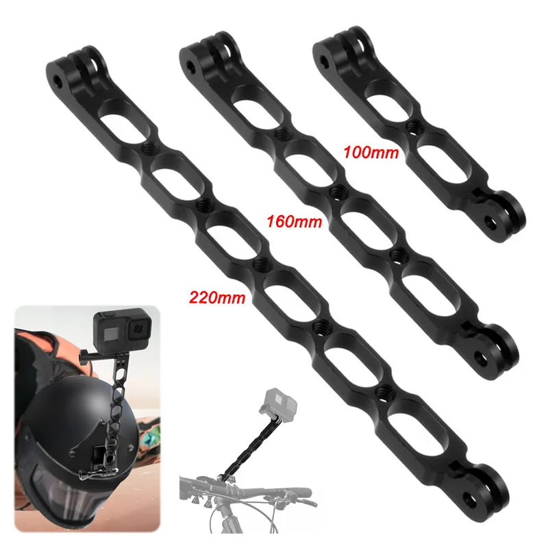 Aluminum-Alloy-Selfie-Helmet-Stick-Extension-Arm-Mount-Tripod-Adapter ...