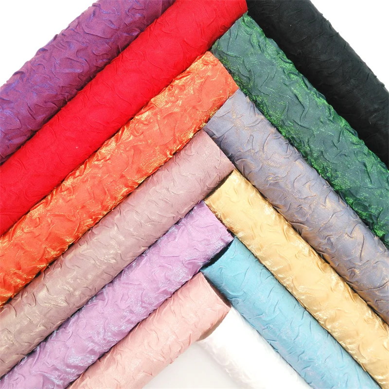 Glitterwishcome Crushed Iridescent Fabric Synthetic Leather Faux Fabric ...