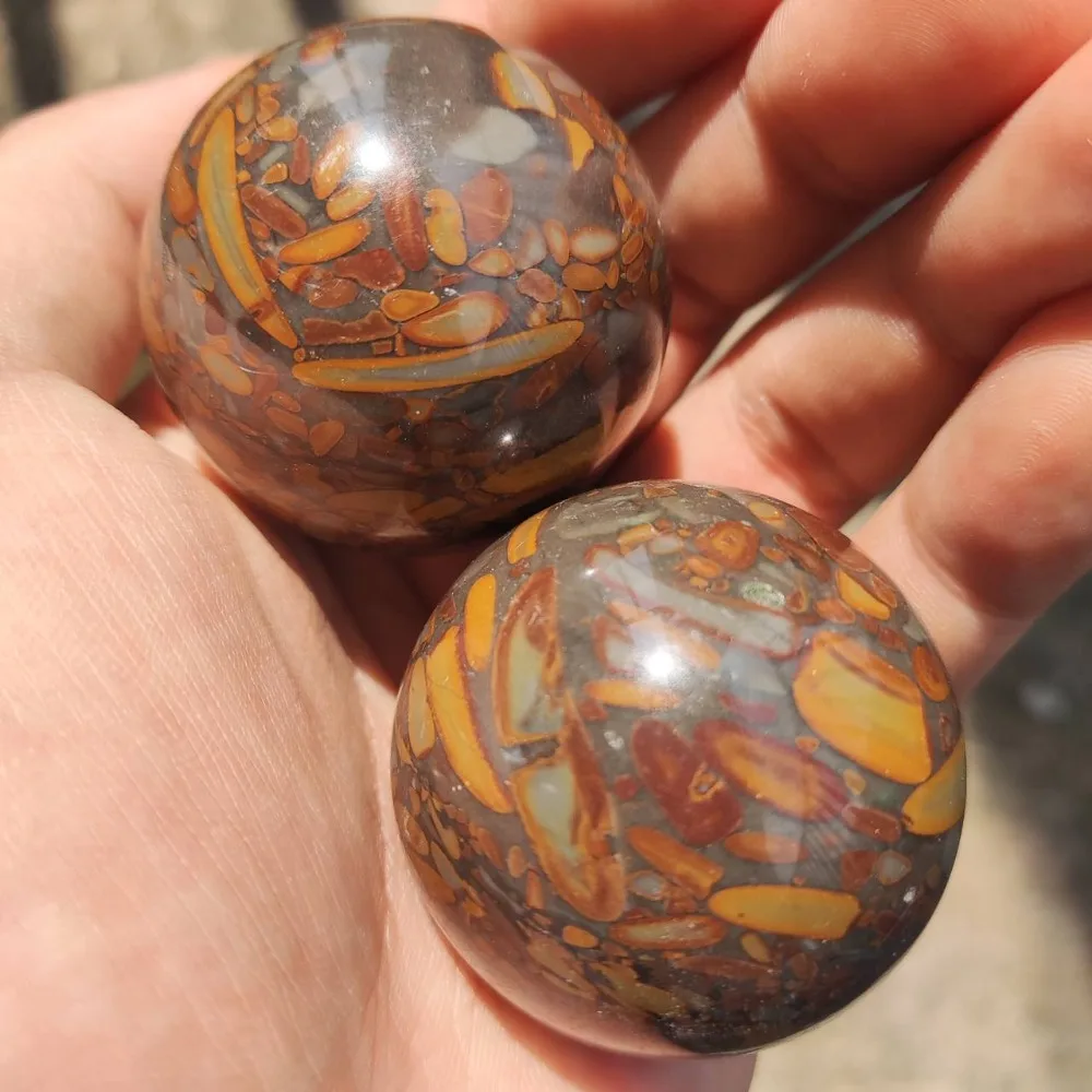 40mm Bamboo Pattern Cyan Nuwa Marble Stone Chinese Healthy Exercise ...