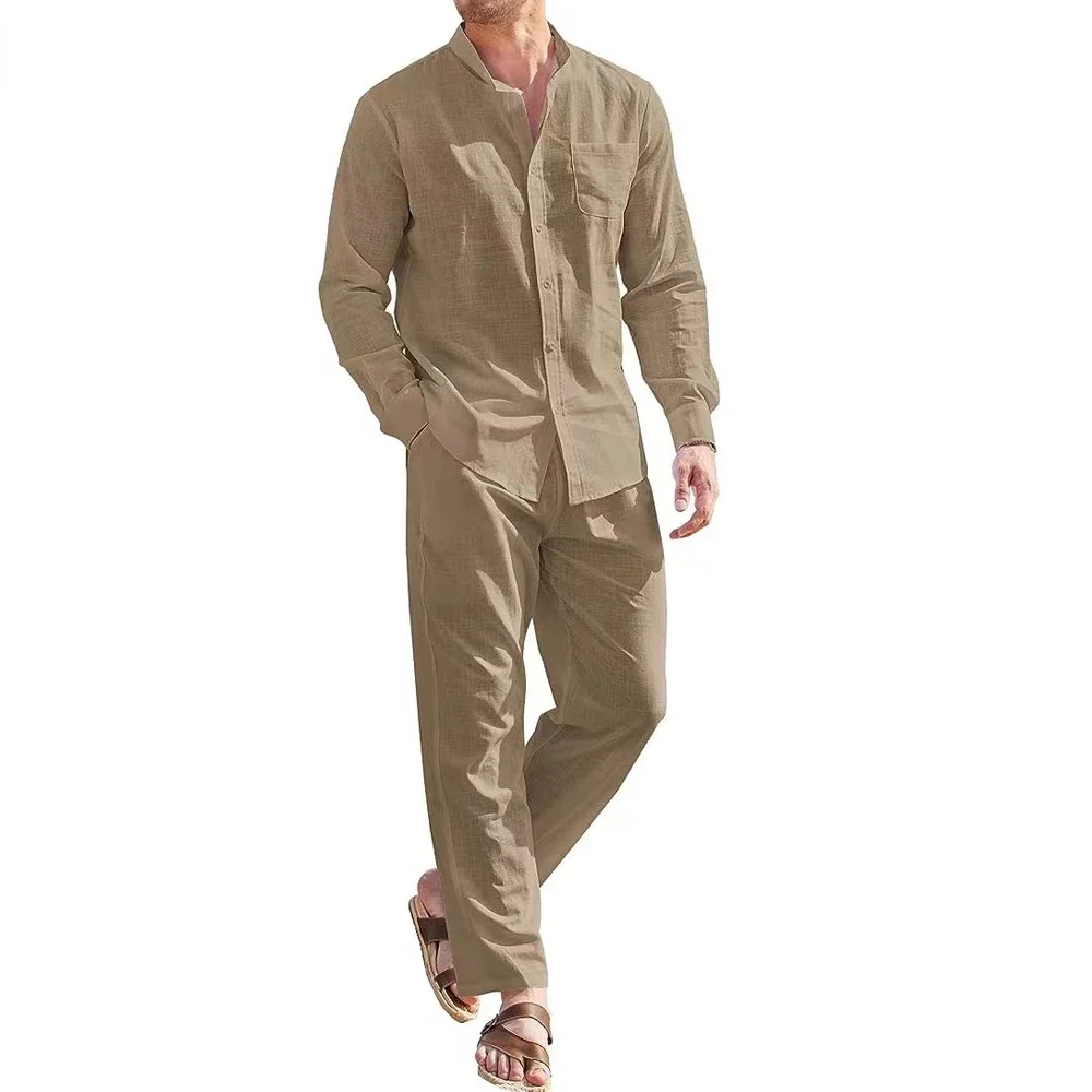 Plus-Size-Mens-Casual-Linen-Two-Piece-Sets-2024-Europe-Style-Vintage ...