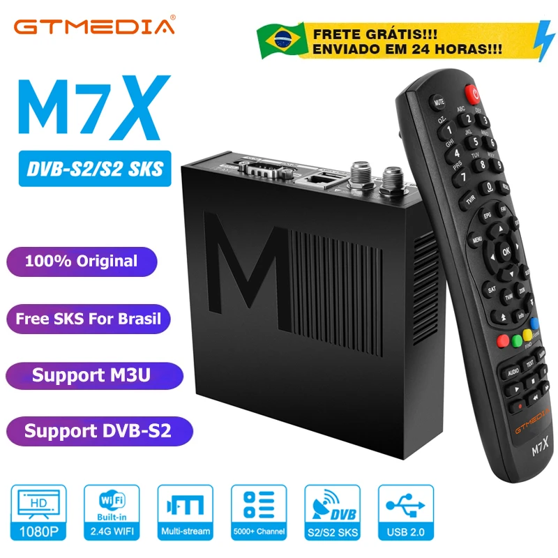 Gtmedia m7x DVB S2 cs m3u vcm acm sintonizador duplo lks & sks tv ...