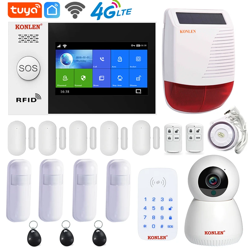 Tuya Smart Alarm System Security Home WIFI 4G GSM Touch Screen Panel ...