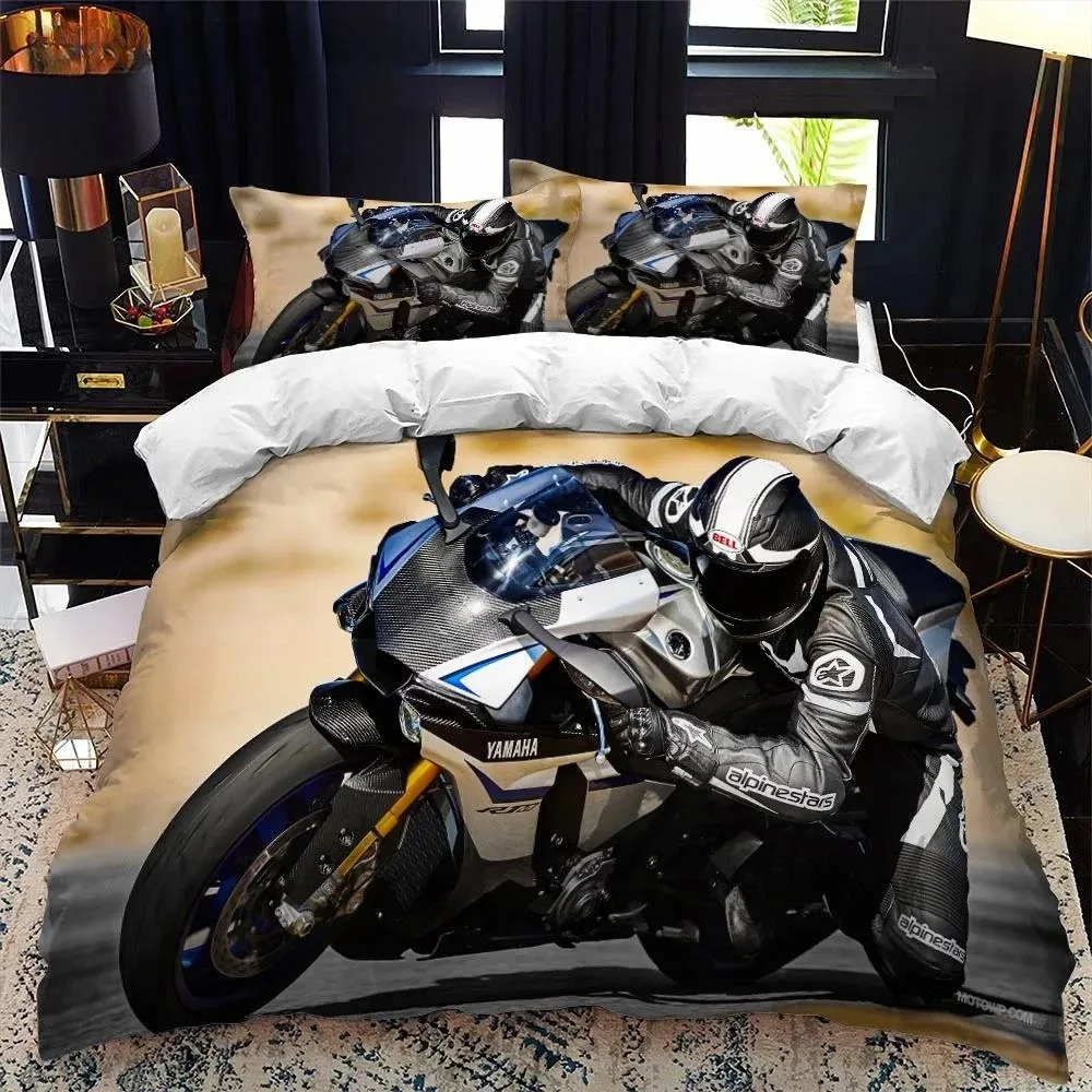 3D Print Motorcycle Rider Bed Bedding Set Motorcycle Duvet Cover Set ...
