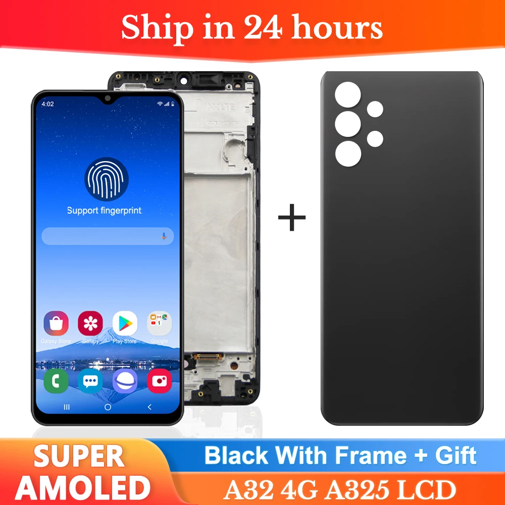 삼성 갤럭시 A32 용 AMOLED 디스플레이, 4G LCD A325F SM A325M LCD 디지타이저, 터치 스크린 어셈블리 ...