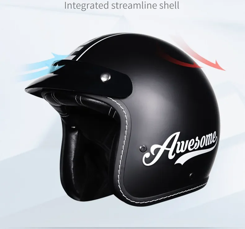 Casque de moto rétro pour Harley,casque d'hélicoptère,visage demi ...