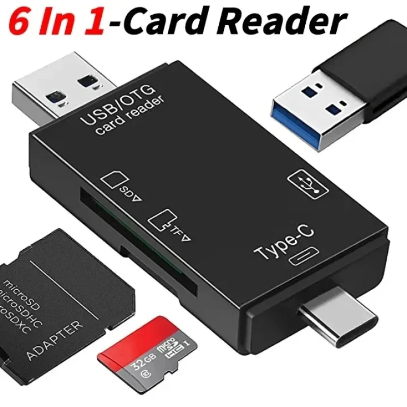 6-In-1 Card Reader USB to Type C Micro USB Universal OTG USB 3.0 ...