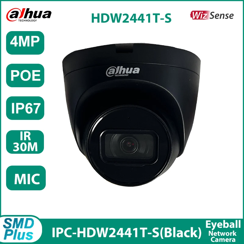 Dahua-HDW2441T-S-4MP-Black-POE-IP-Camera-Suooprt-Built-Mic-IR-30M ...