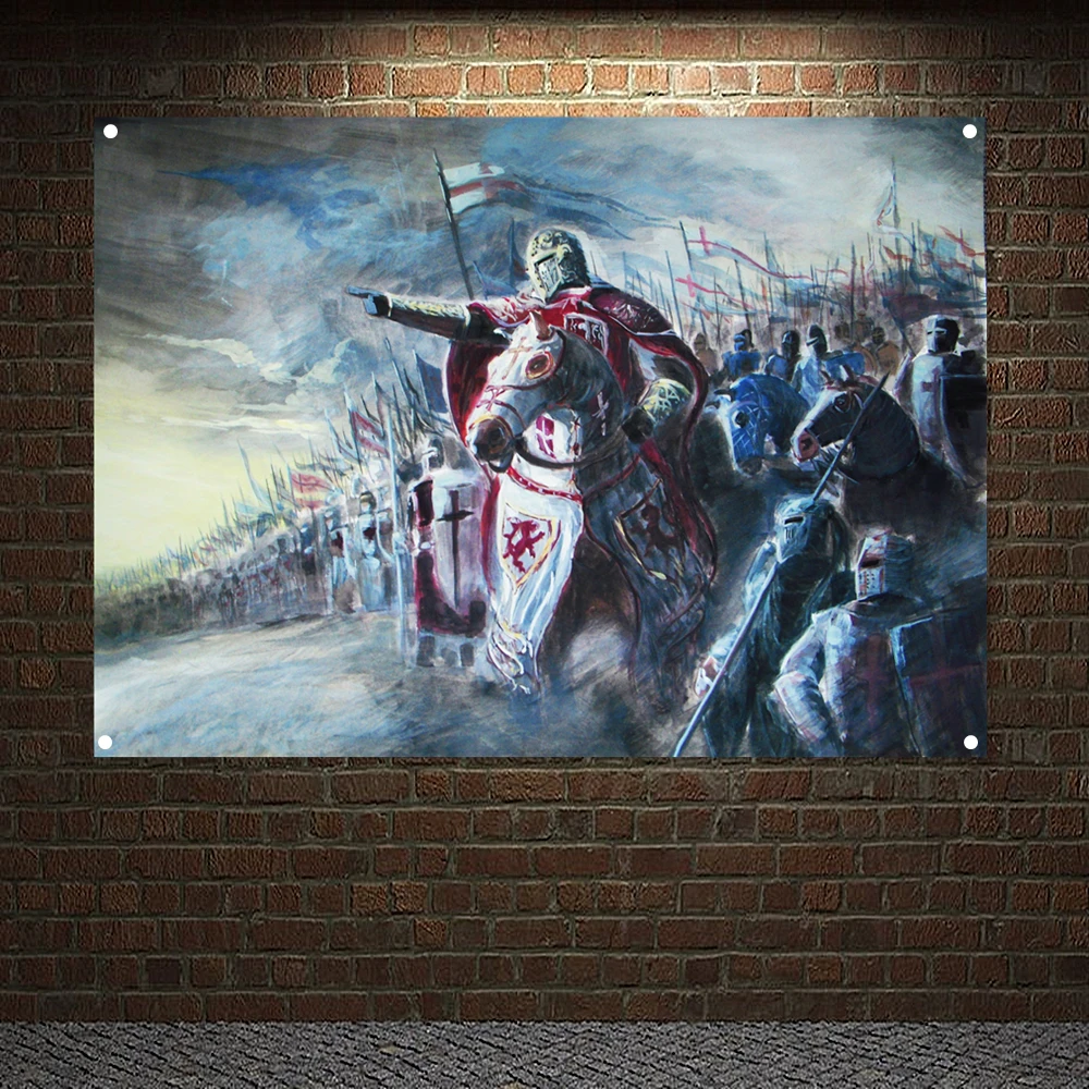 Templar Knight Tapestry Wall Hangings Painting Medieval Crusaders ...