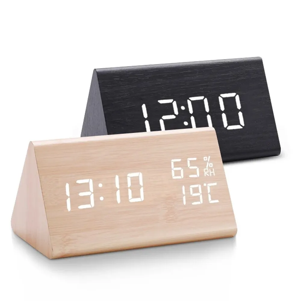 Reloj-despertador-Digital-LED-de-madera-Control-de-sonido-de-mesa ...