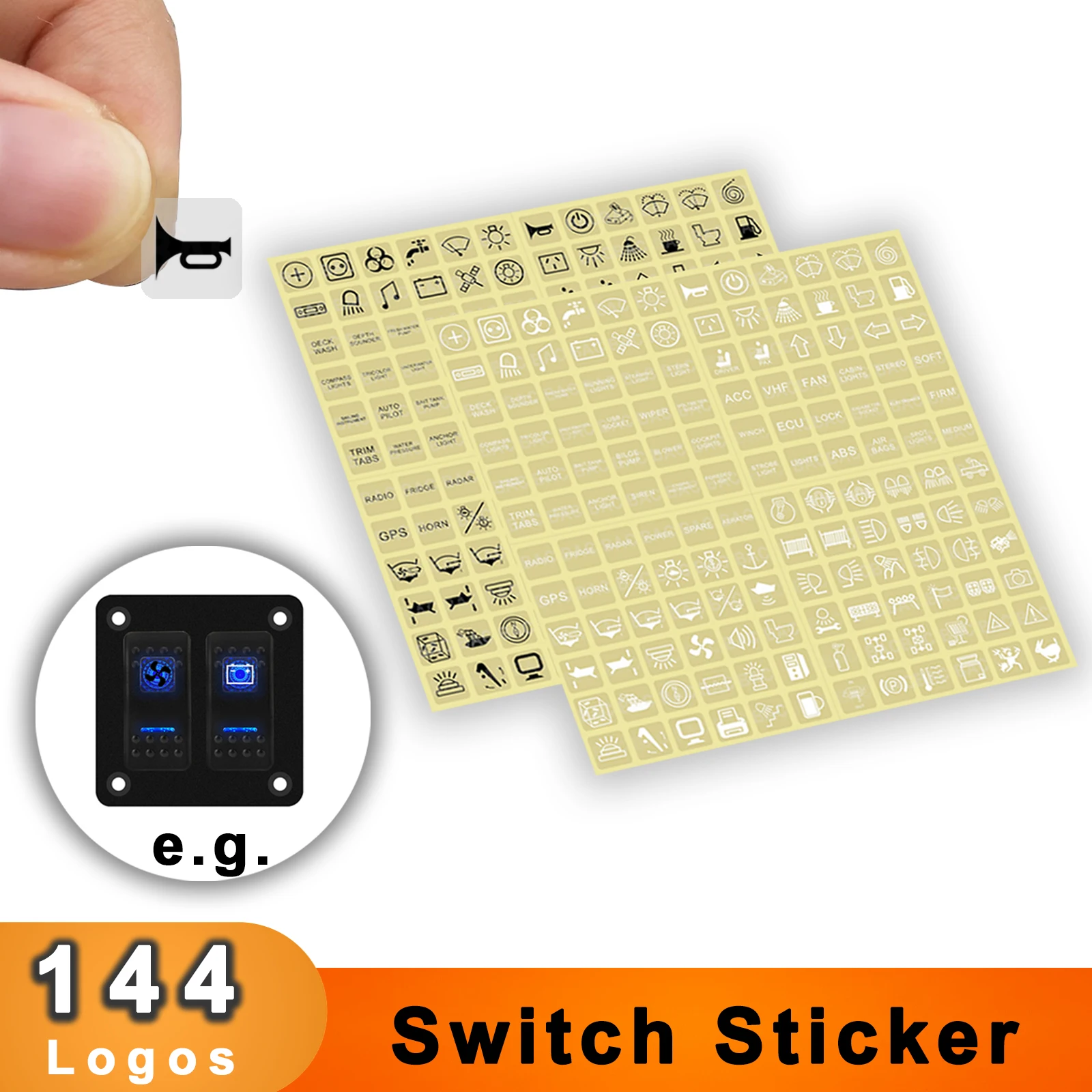 144-Logos Switch Transparent Sticker Label Decal for Car Marine Boat ...