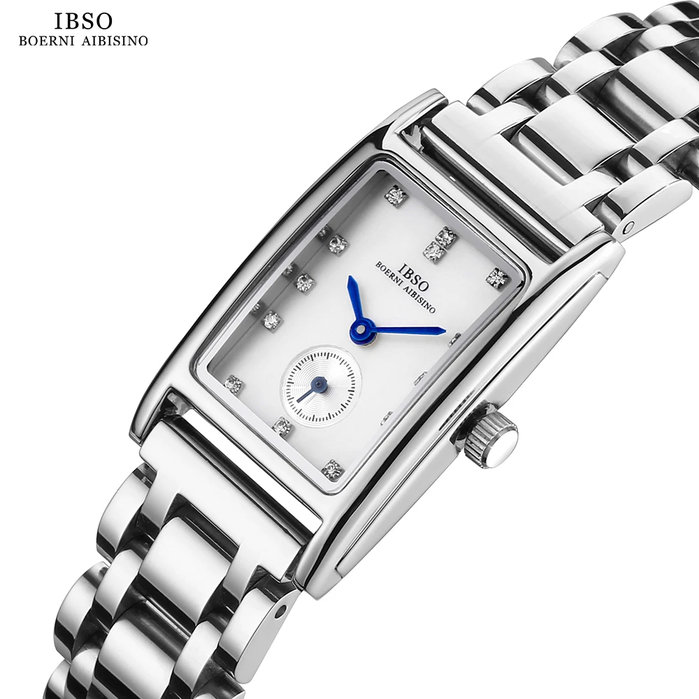 IBSO Women Rectangle Quartz Watches Luxury Women Stainless Steel Strap ...