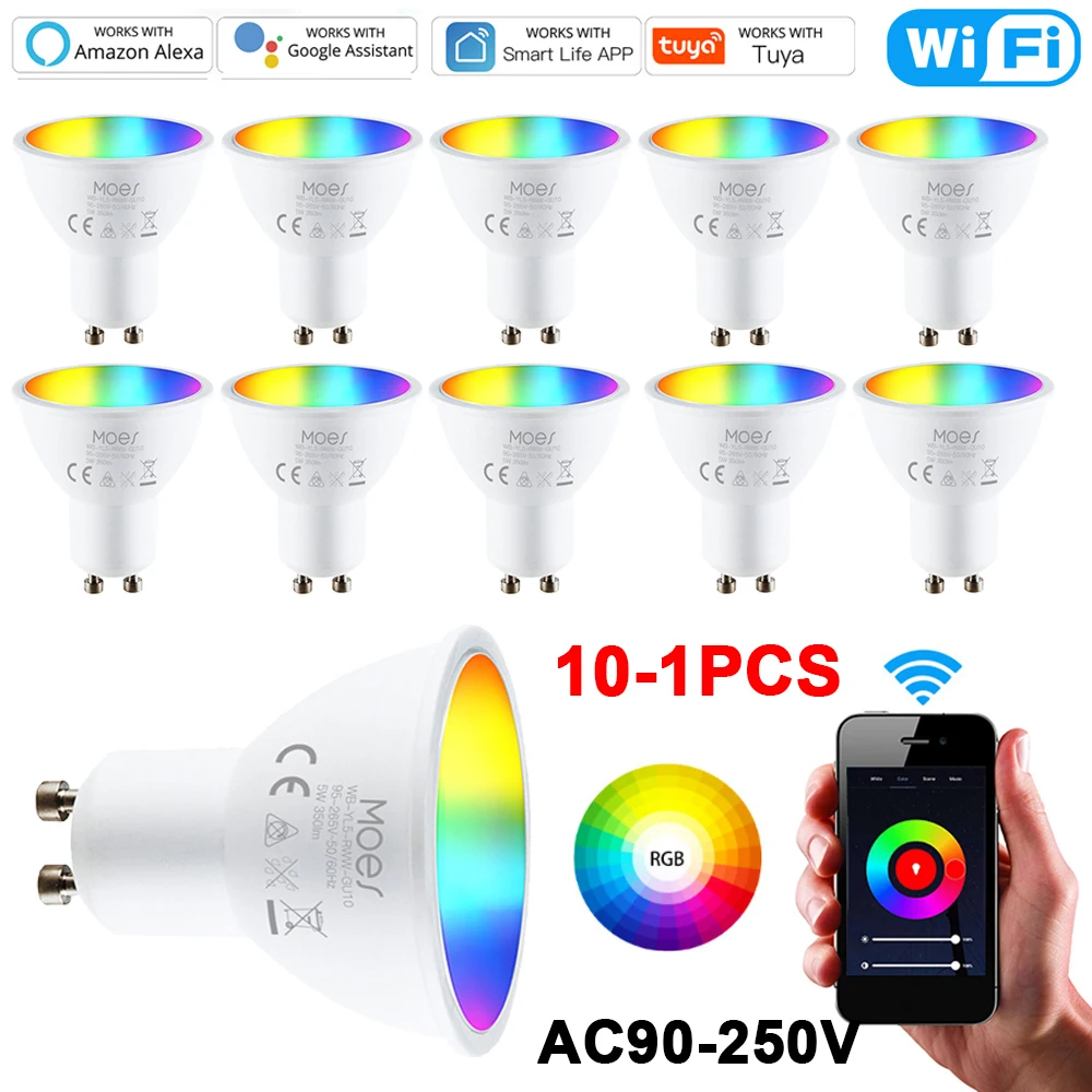 1-10-St-ck-Gu10-Tuya-Wifi-Smart-Spotlight-dimmbare-RGB-LED-Lampen-Smart ...