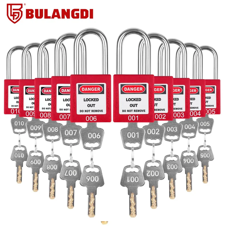 10PCS-Lockout-Tagout-Steel-Industrical-Seguridad-Safety-Padlock-Red ...
