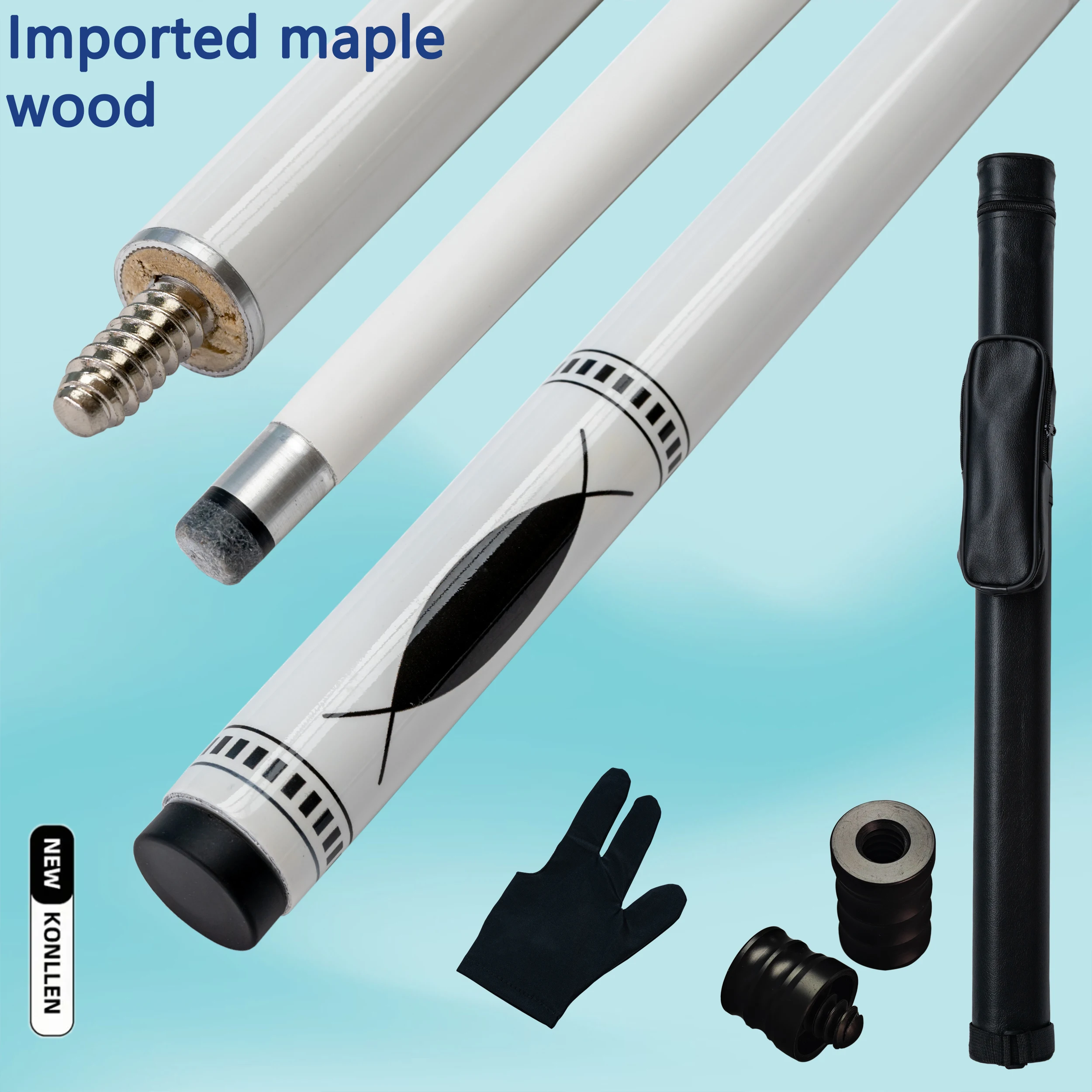 Professional-White-Carbon-Fiber-Pool-Cue-Set-Complete-Kit-for-Chinese-8 ...