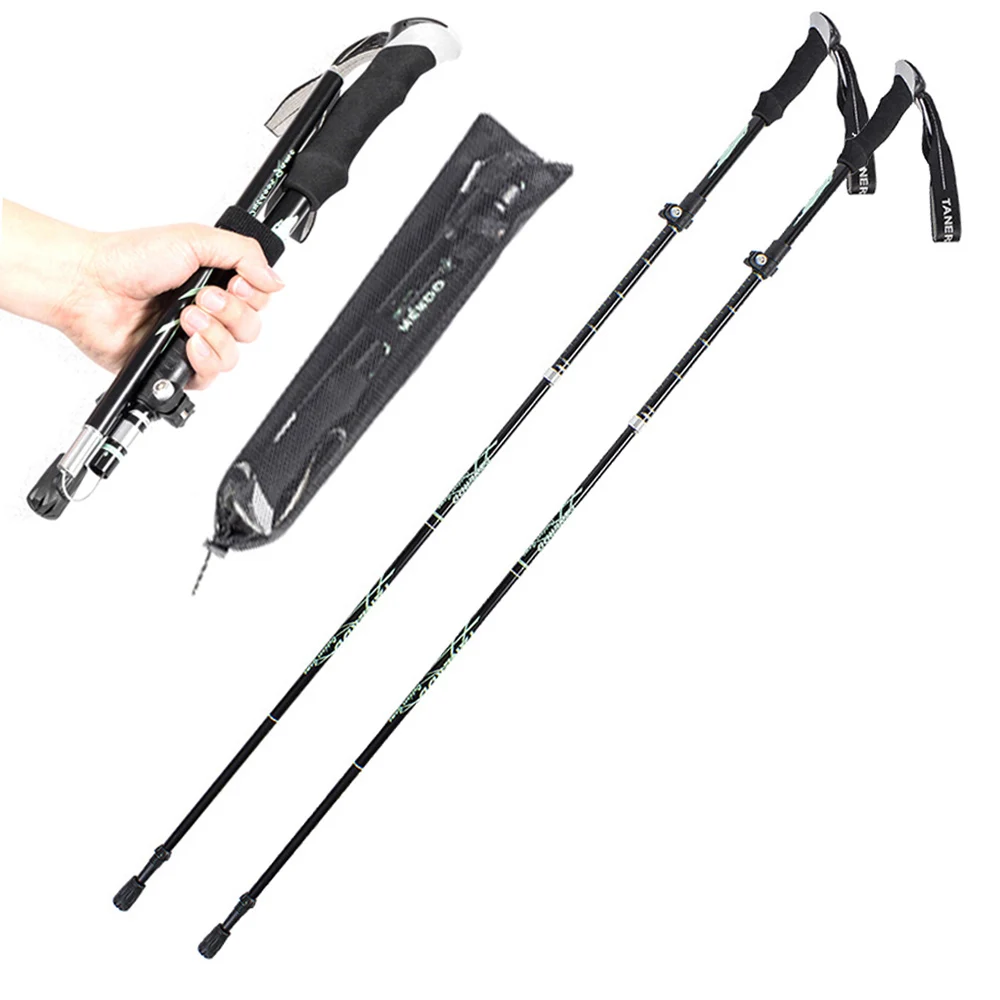 Collapsible Walking Sticks 2Pcs 초경량 트레킹 폴 하이킹 여행 Anti Shock Alpinism ...