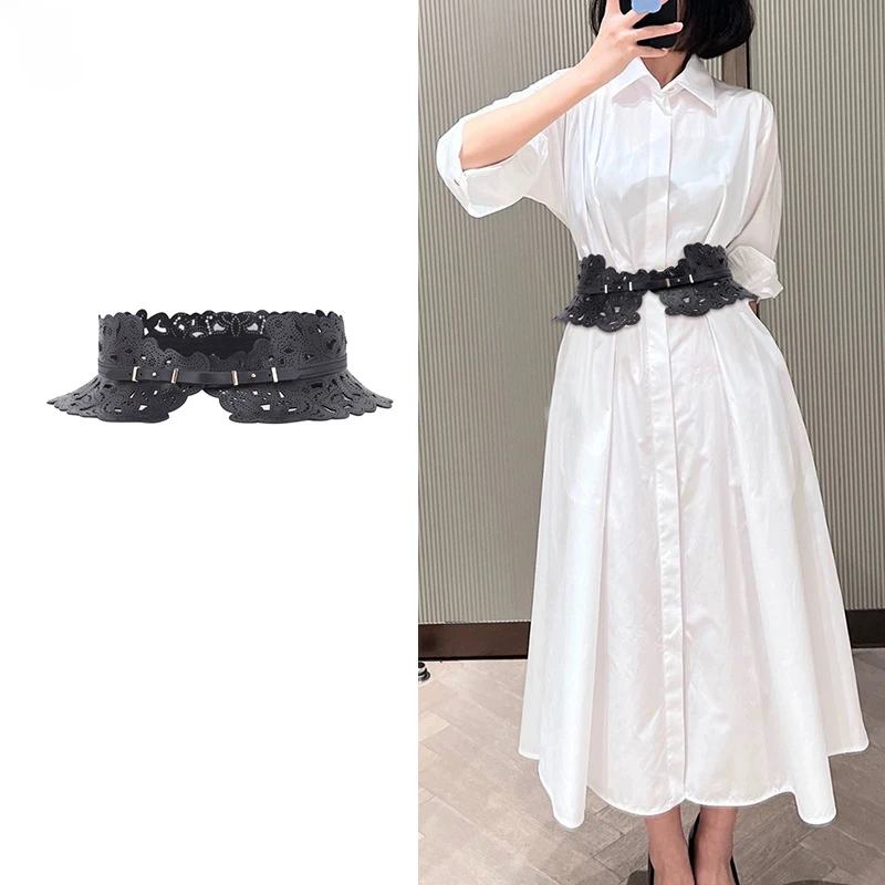 Women-Belt-Genuine-Leather-Belt-Retro-Hollowed-Out-Waistband-French ...