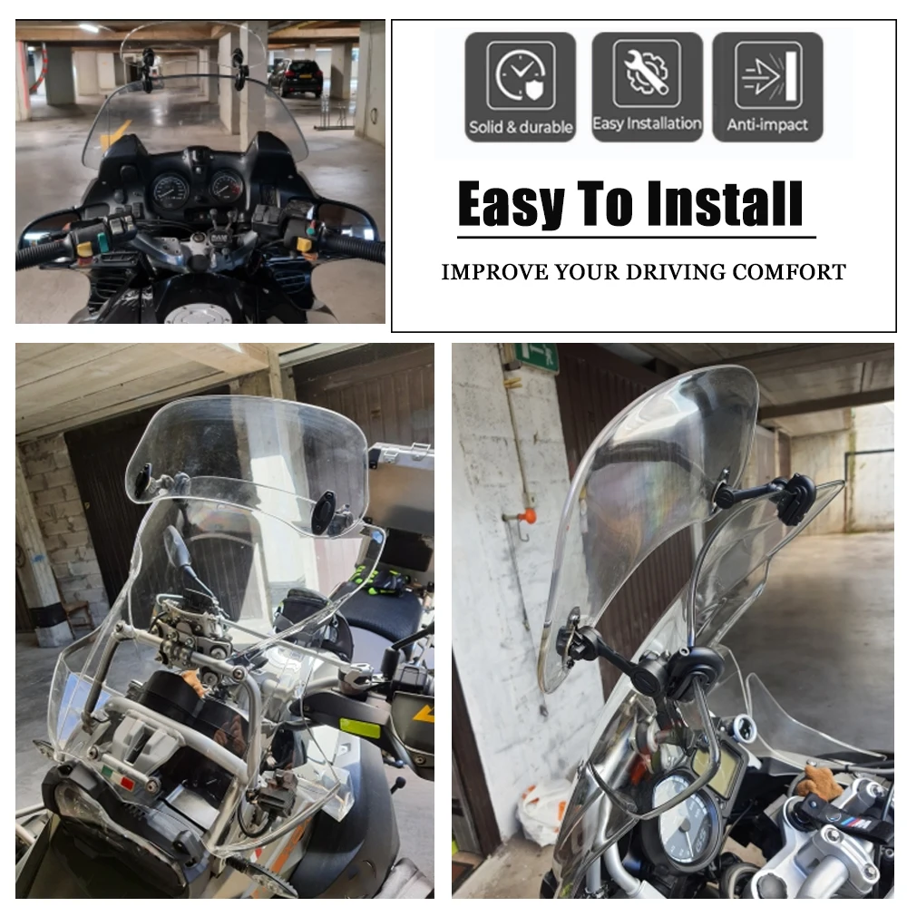 Generic Motorcycle Windshield Clamp-On Variable Windscreen Extension ...