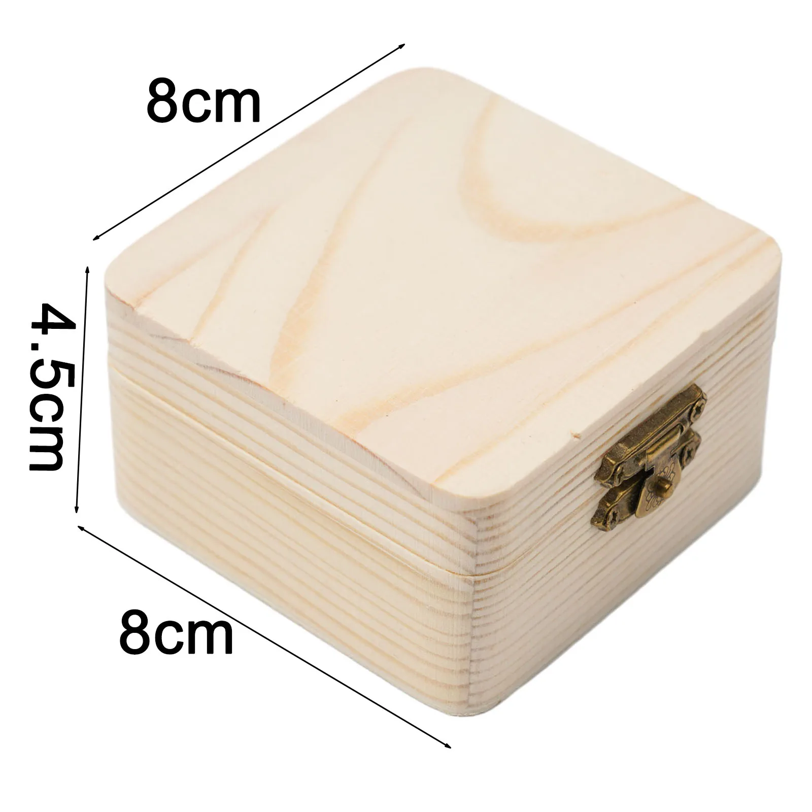 4 Sizes Plain Wooden Storage Box With Lid Square Craft Gift Boxes For ...