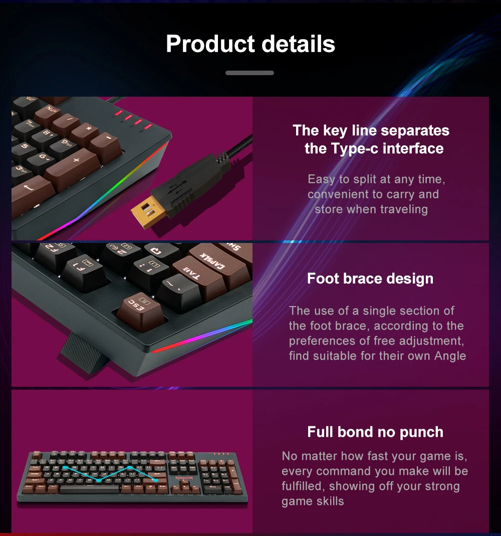 REDRAGON AMSA K592 USB Mechanical Gaming Keyboard Blue Switch Led ...
