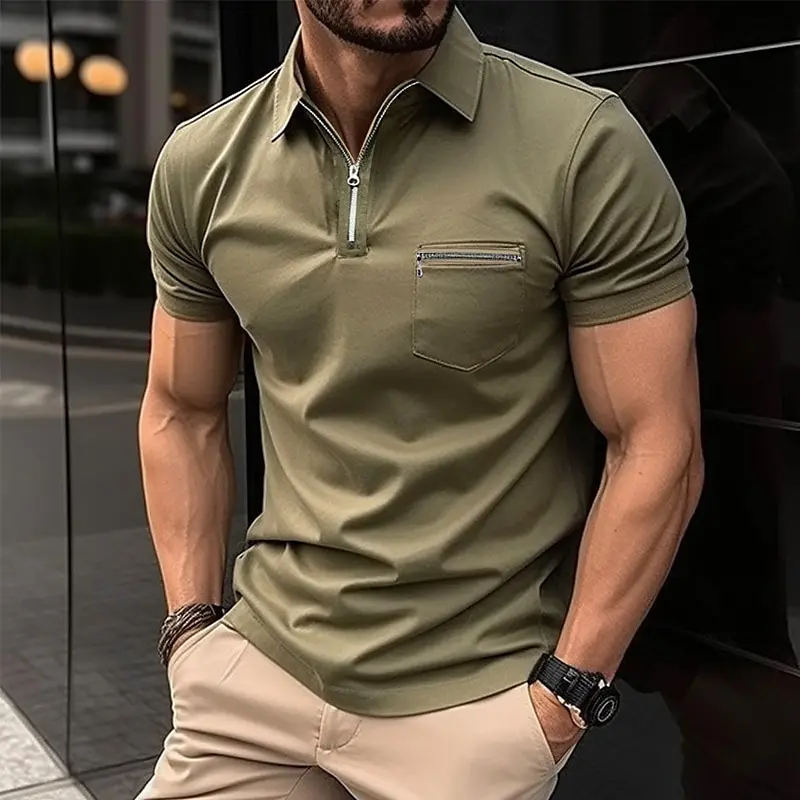 Summer-Traveling-Men-s-Casual-Short-Sleeved-Polo-Shirt-Chest-Zipper ...