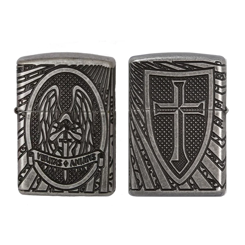 Encendedor Zippo de latón antiguo Veritas Animvs Alas de Ángel Guerrero ...