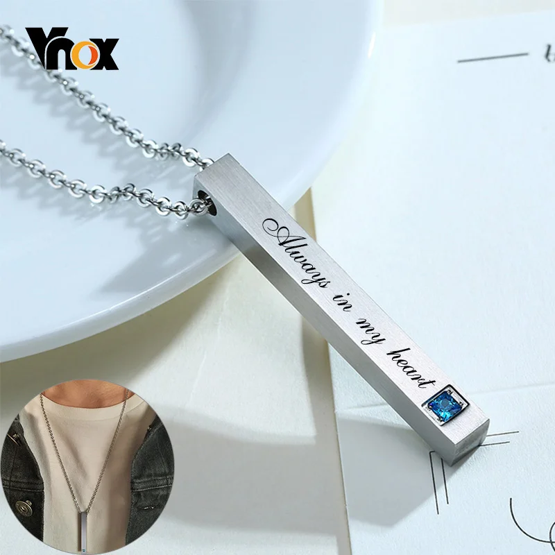 Vnox collares simples personalizados para hombres, colgante de barra ...