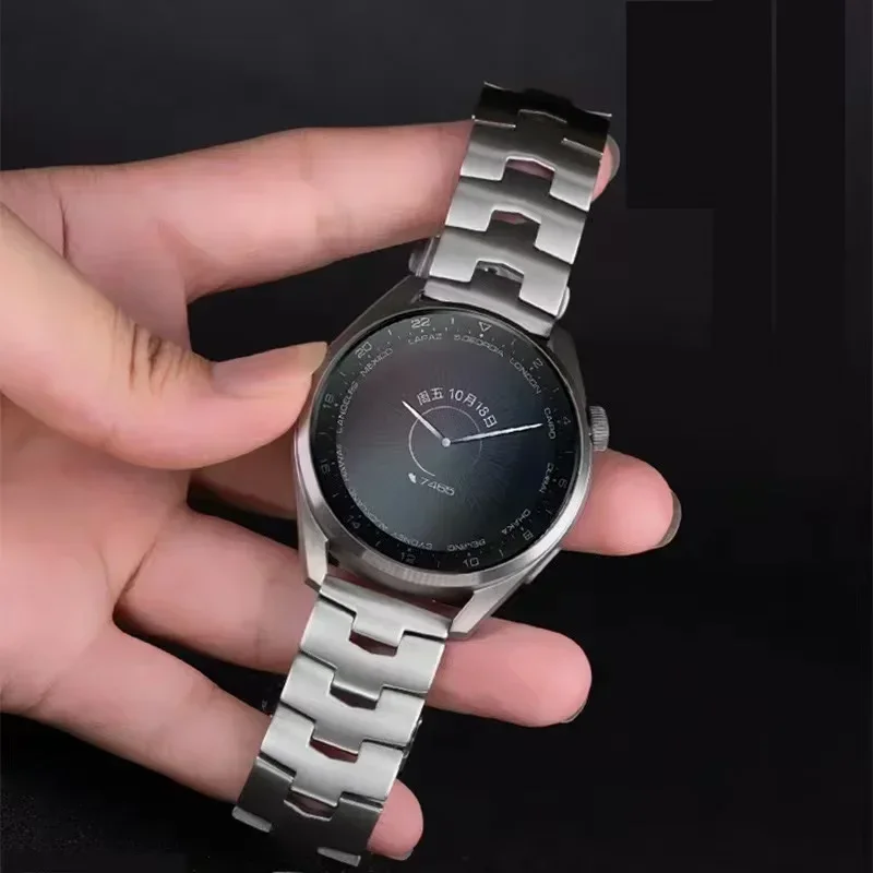 Luxury 22mm Titanium Metal Wristband for Garmin Vivoactive 4 (Silver)