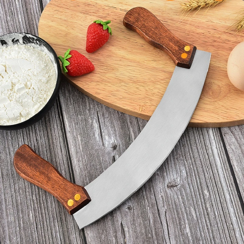 Stainless Steel Pizza Knife Nougat Handle Swing Cutter Scraper Double ...