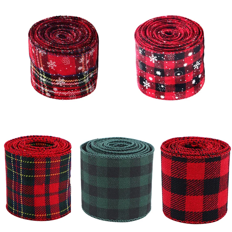 5x600cm-roll-Christmas-Plaid-Imitation-Hemp-Ribbon-Snowflake-Burlap ...