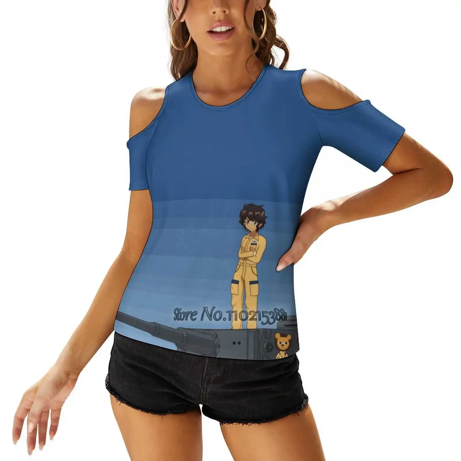 Girls-Und-Panzer-Women-Print-T-Shirt-Summer-Sexy-Tops-Streetwear-T ...