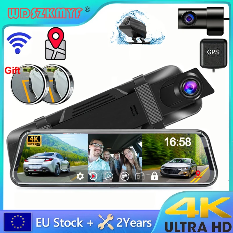 3Channel-4K-Car-DVR-10Inch-Rear-View-Mirror-GPS-DashCam-for-Cars-Rear ...
