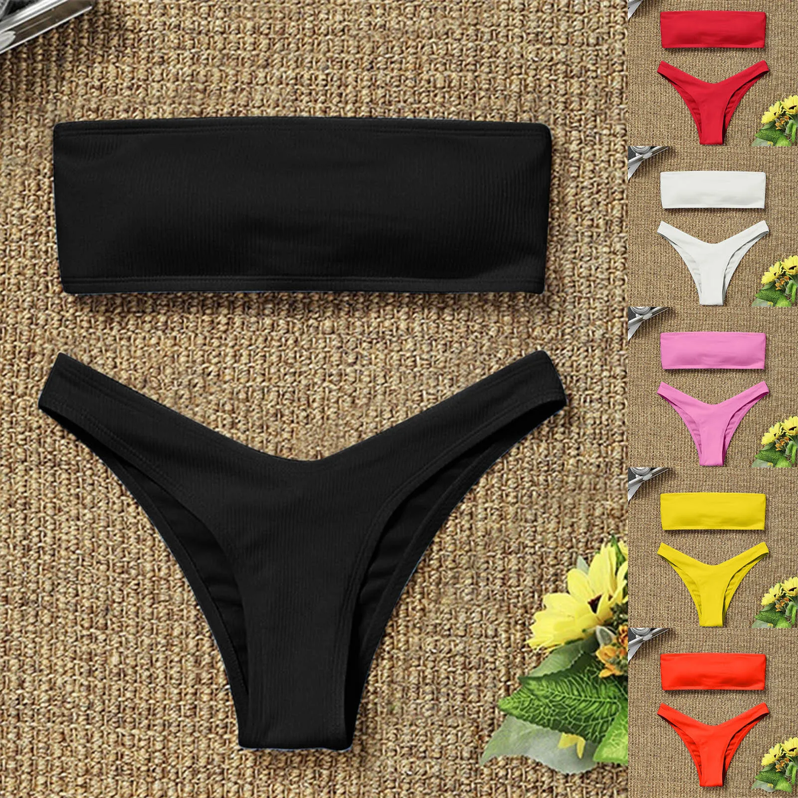 Sexy Bikini Swimwear Women Swimsuit 2023 Solid Brazilian Bikini Set ...