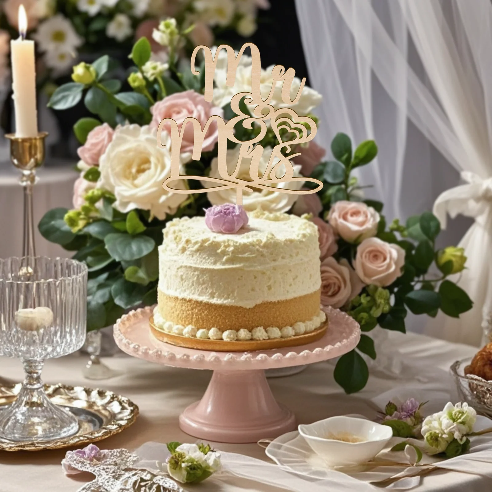 Mr-Mrs-Cake-Topper-Decoraci-n-de-tarta-de-compromiso-de-boda-en-madera ...
