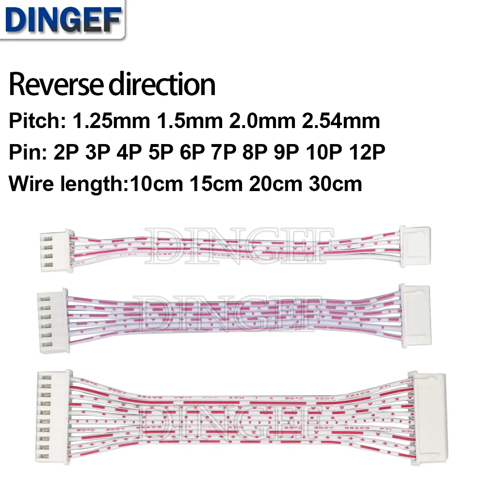 5PCS XH2.54 2.54mm 1.25MM 1.5MM 2.0MM 2p~12p Reverse direction Female Terminal Cable JST Wire ...