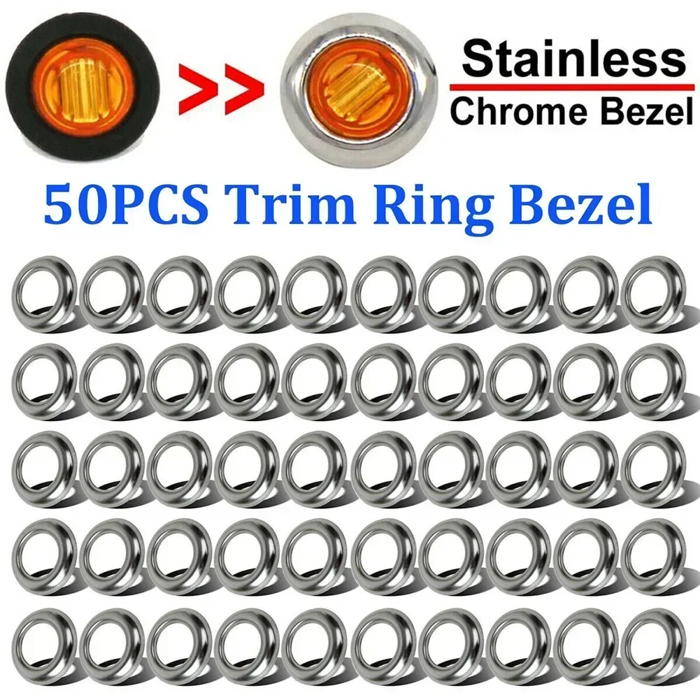 50X-Car-Round-Light-Bases-Stainless-Steel-Trim-Ring-Bezel-Cover-For-3-4 ...