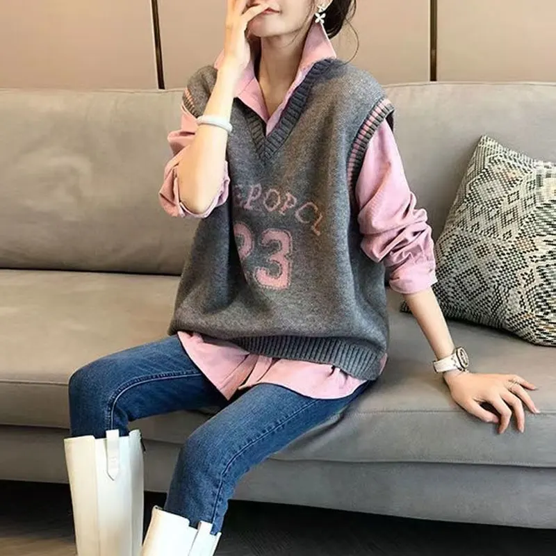 Autumn Winter Streetwear O Neck Sweater Vest Sleeveless Polo Neck ...