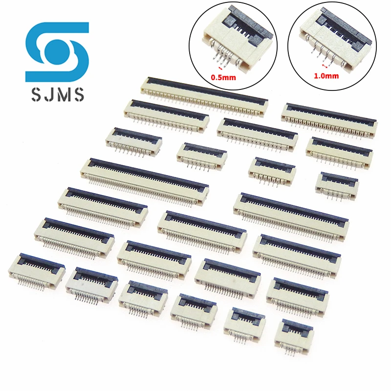 10pcs-0-5mm-1mm-Pitch-FPC-FFC-Under-Clamshell-Socket-Flat-Cable ...