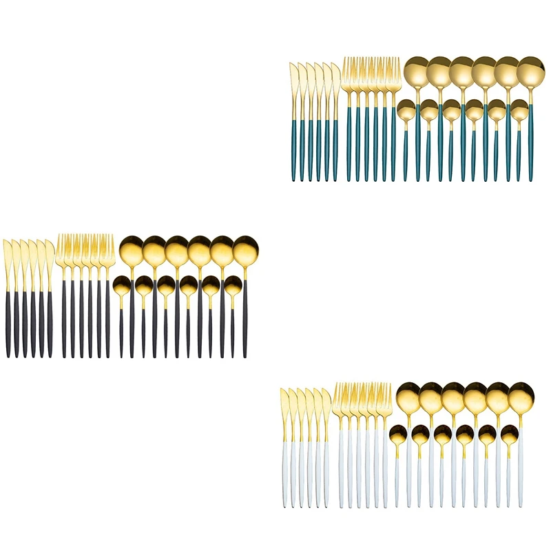 24Pcs-Stainless-Steel-Dinnerware-Set-Cutlery-Spoon-Fork-Knife-Western ...