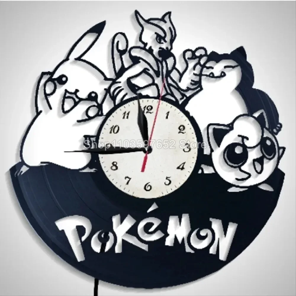 12inch-Pokemon-Wall-Clock-Pikachu-Mewtwo-Jigglypuff-Black-Vinyl-Record ...