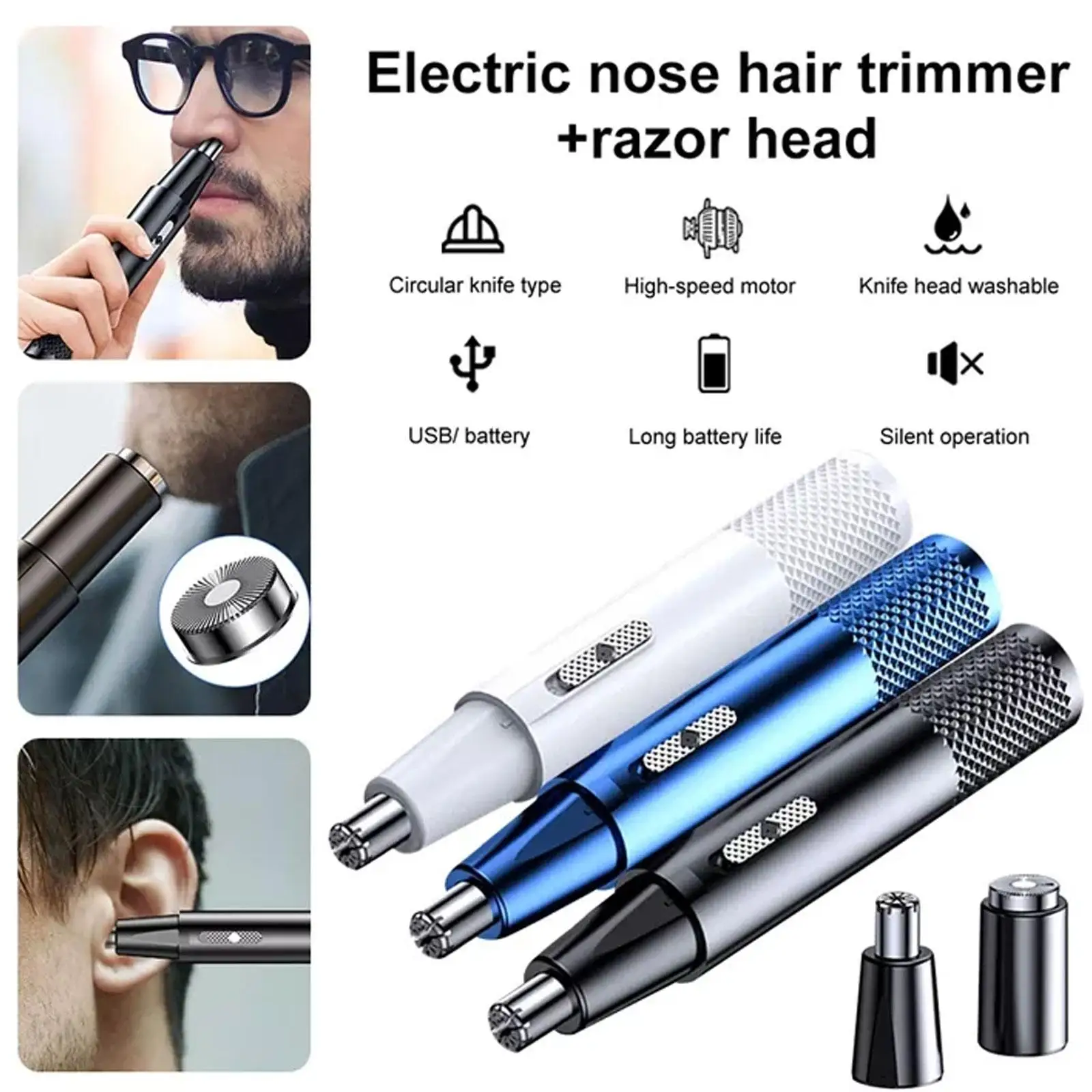Electric-Nose-Ear-Hair-Trimmer-for-Men-USB-Charging-Nose-Hair-Removal ...