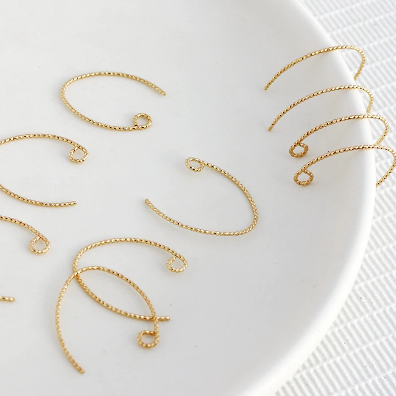 20Pcs-Brass-18K-Gold-Plated-French-Textured-Ear-Wire-Earring-Hooks ...