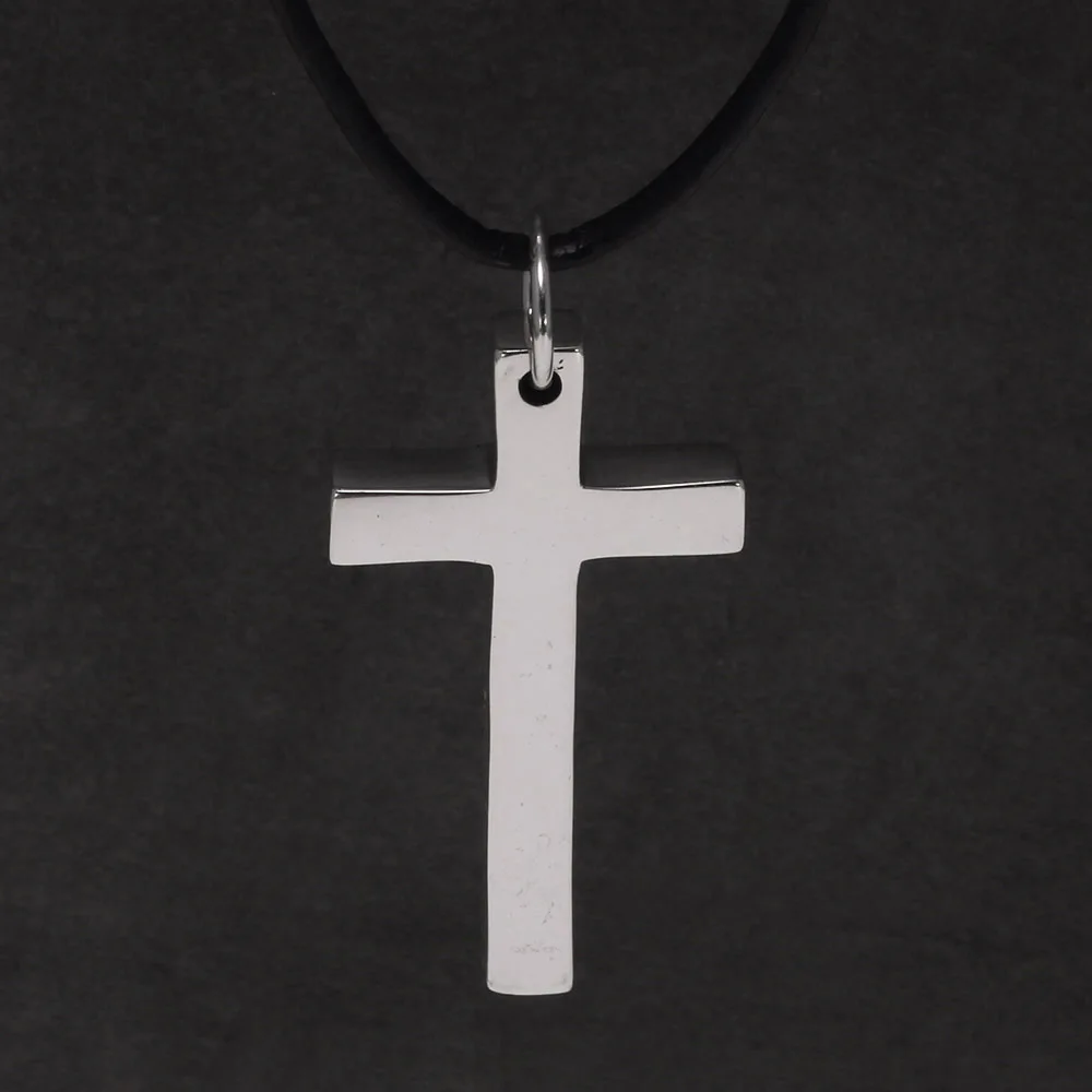 Plain Silver Cross Necklace For Men