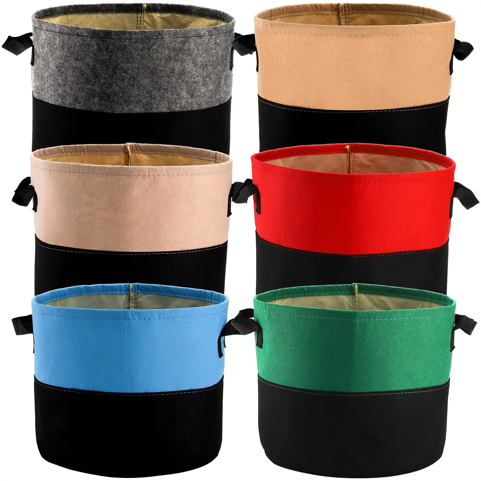 6pcs Grow Bag Thickened Heavy Duty Fabric Planter Pot with Reinforced ...