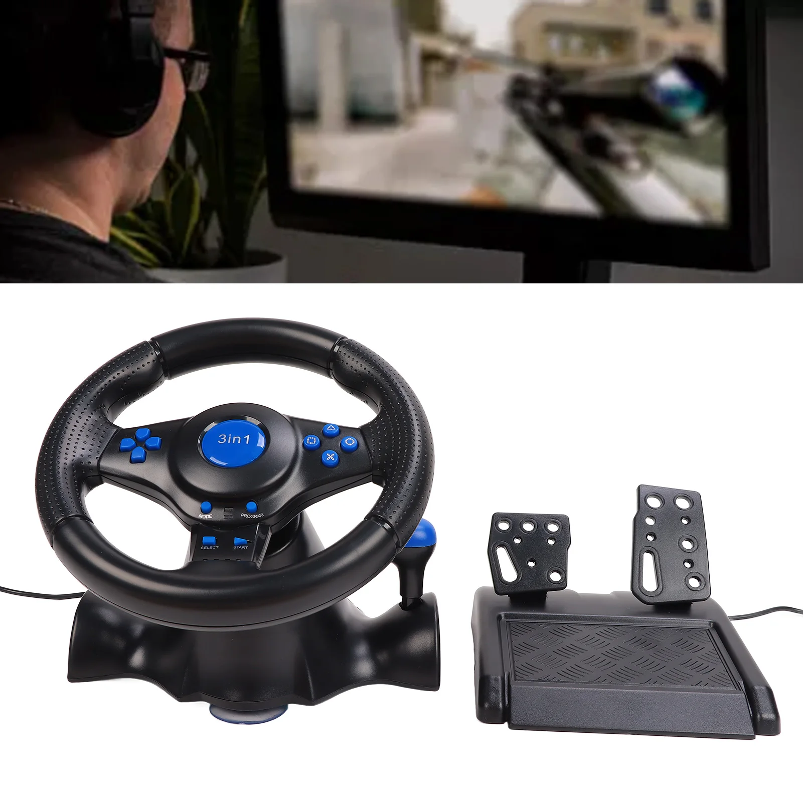 Gaming-Steering-Wheel-180-Degree-Rotation-Multifunctional-3-in-1-Game ...