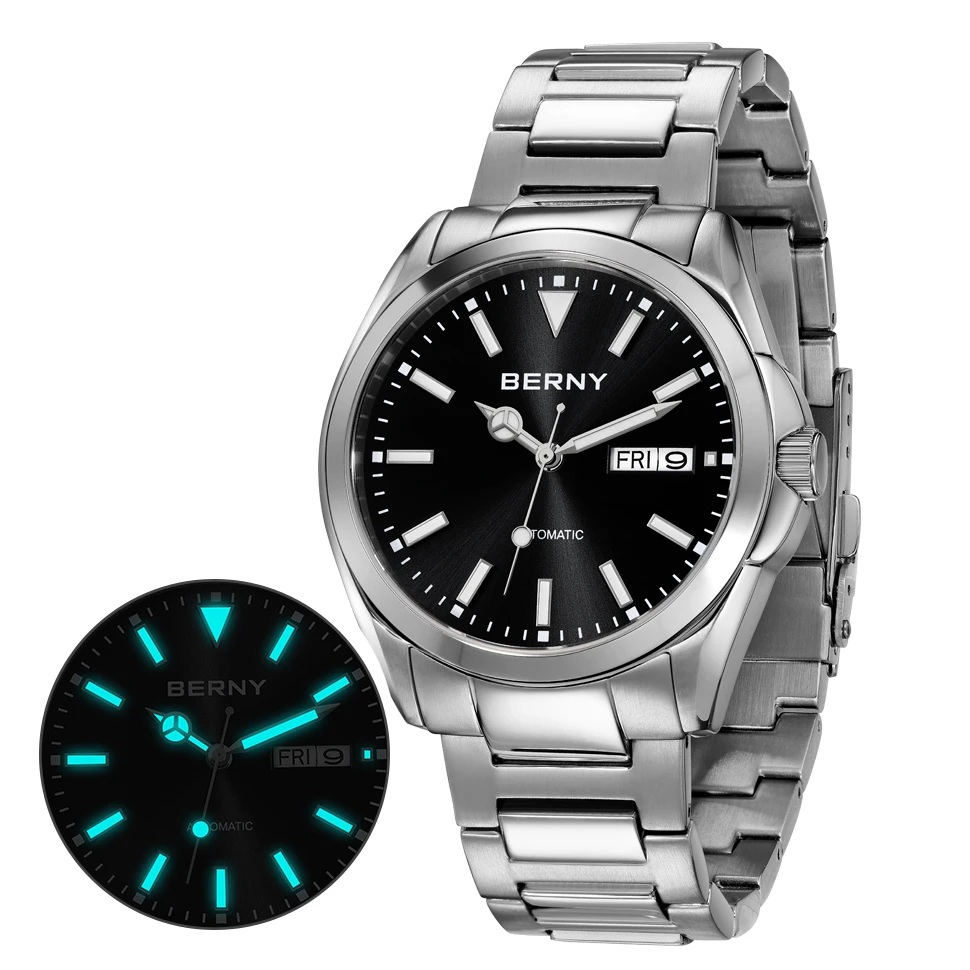Berny Reloj de pulsera automático para hombre, reloj mecánico de viento automático, SEIKO NH36 ...