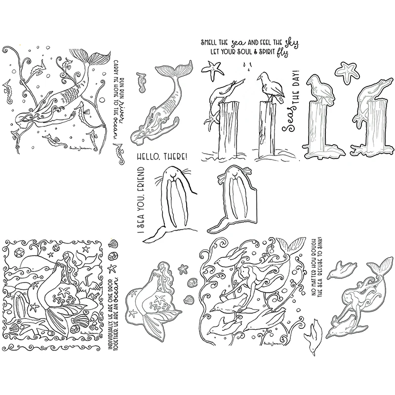 2023 February New Mermaid Ocean Background Clear Stamps Metal Cutting ...