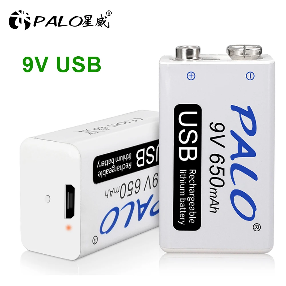 Rechargeable-9V-Battery-650mAh-Micro-USB-9-Volt-6F22-Lithium-Crown-9v ...