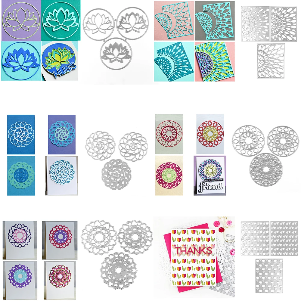 Lotus Flower Layer Set Metal Cutting Dies Stackable/Blooms Plate/Circle ...