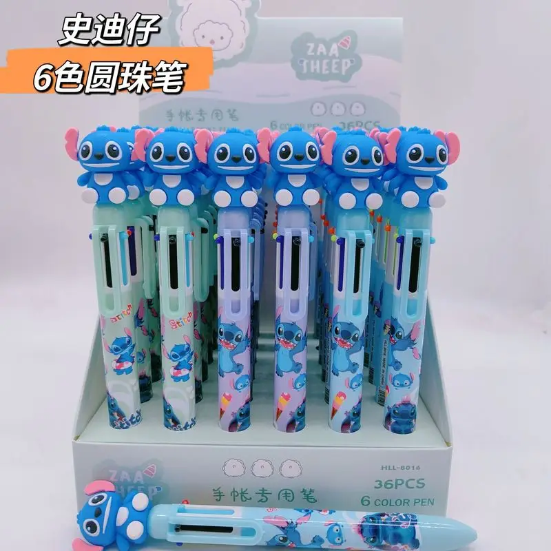 Disney-36pcs-Ballpoint-Pen-Cartoon-Stitch-Lilo-6-Color-Press-Marker-0 ...
