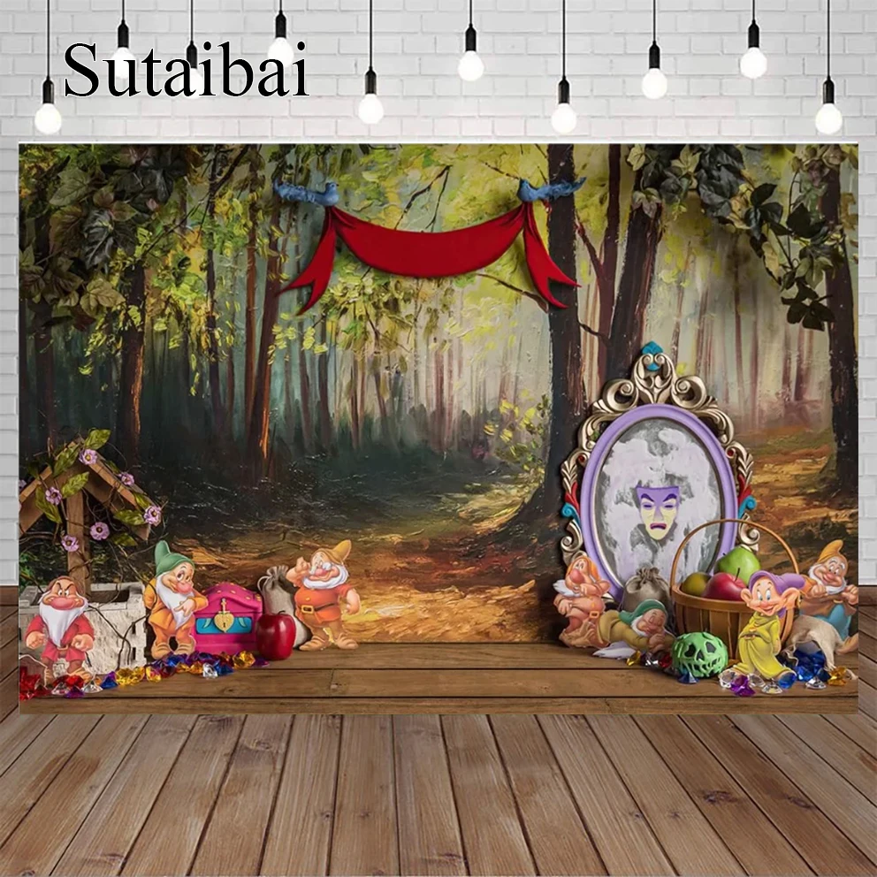 Princess-Backdrop-Snow-White-and-The-Seven-Dwarfs-Baby-Shower-Birthday ...
